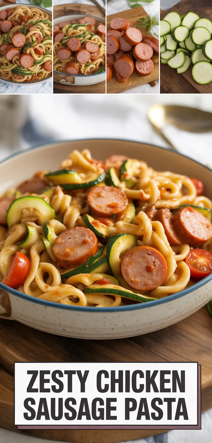 Chicken Sausages With Zucchini, Tomatoes, And Pasta – Flavorful One Recipe - comforteatshub.com